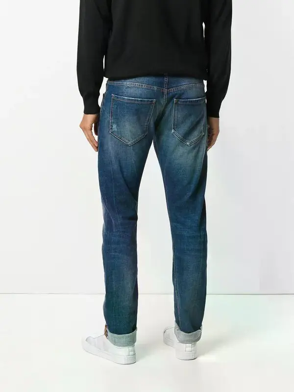 Philipp Plein Distressed Slim-fit Jeans - Blue