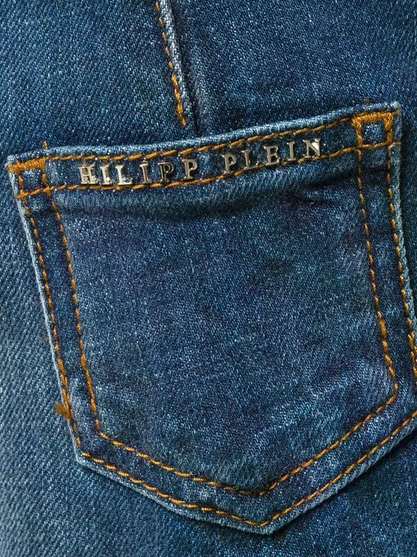 Philipp Plein Distressed Slim-fit Jeans - Blue