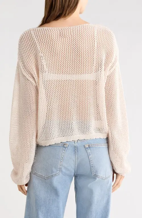 PACSUN Floral Openwork Knit Top - Ivory