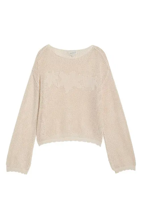 PACSUN Floral Openwork Knit Top - Ivory