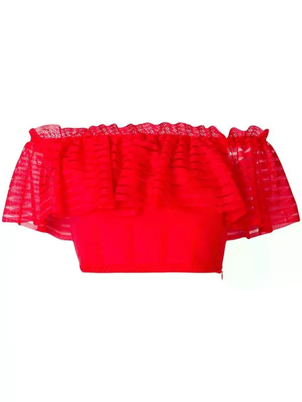 Alexander McQueen Cropped Off-the-shoulder Top - Red