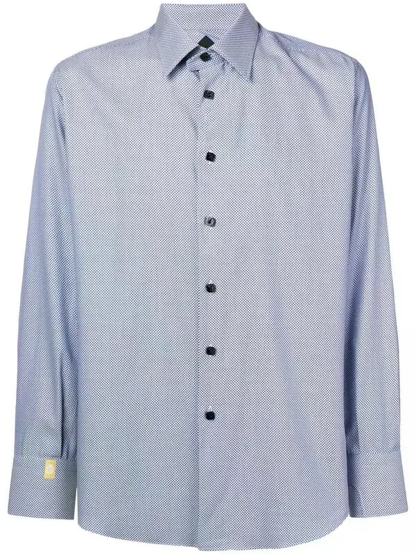 BILLIONAIRE Geometric Patterned Curved Hem Shirt
