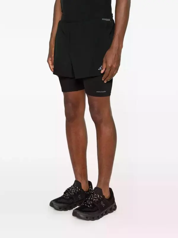 Adidas Layered Logo-print Shorts - Black