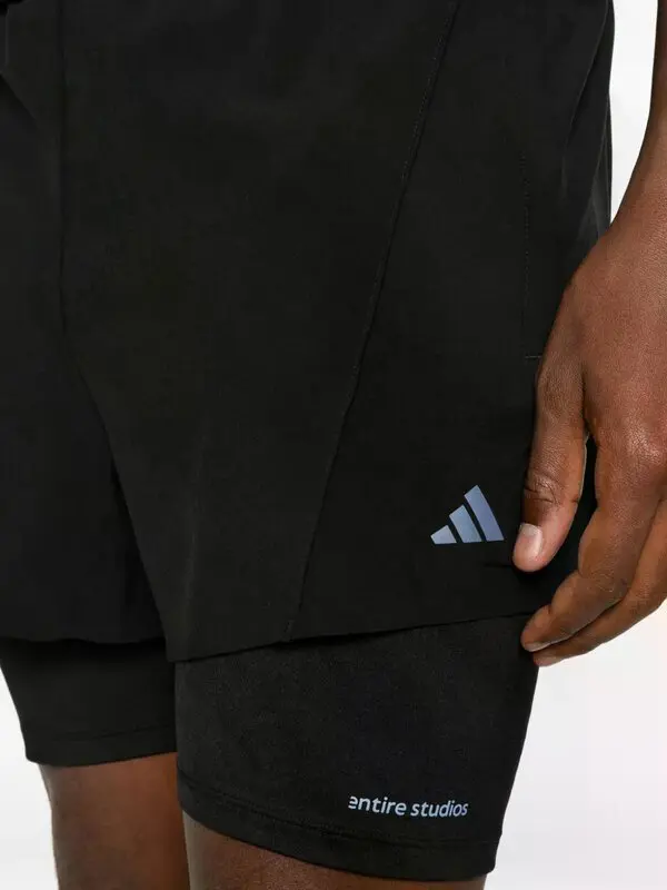 Adidas Layered Logo-print Shorts - Black