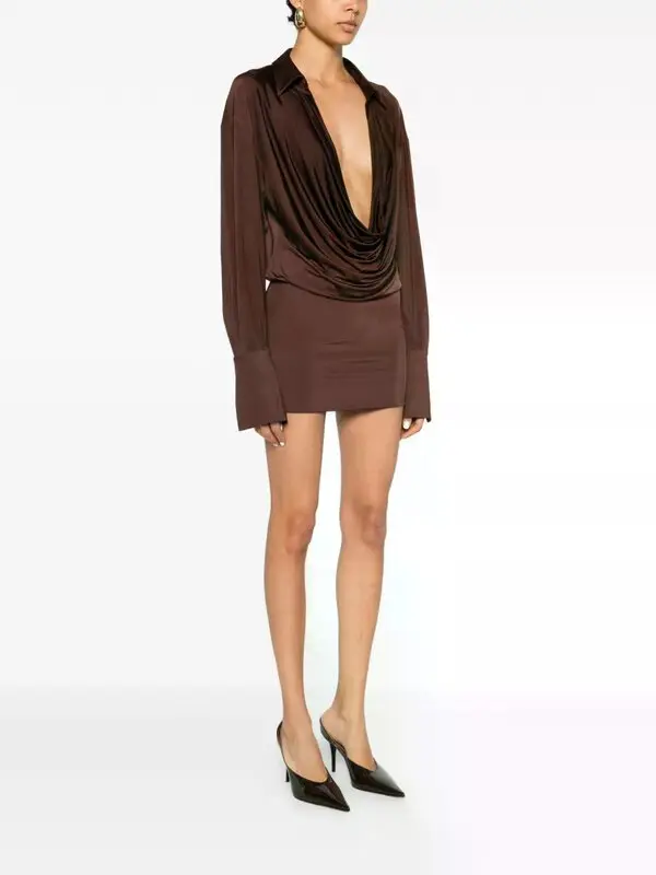 Andamane Draped Long-sleeve Mini Dress