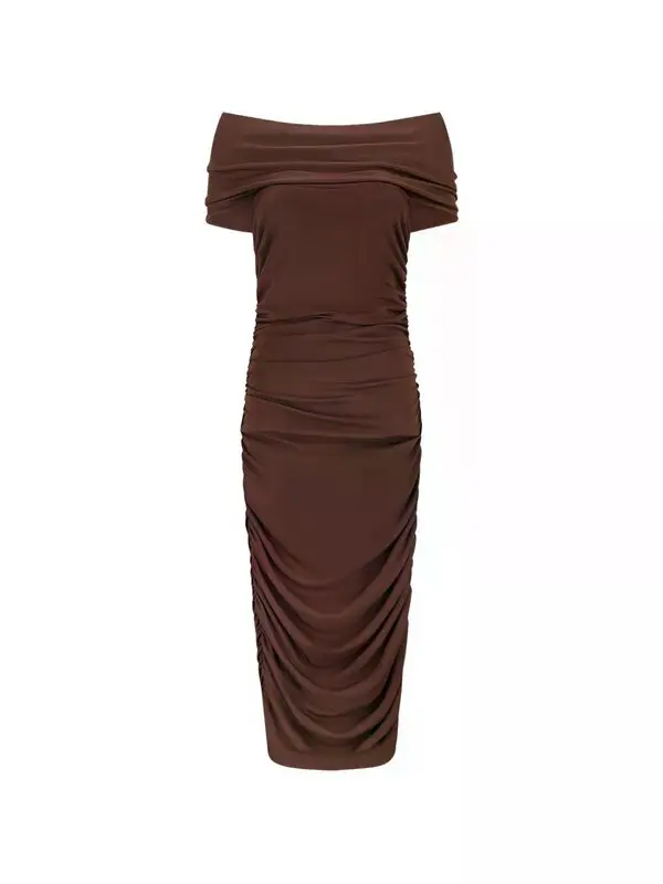 DES_PHEMMES Ruched Off-shoulder Midi Dress