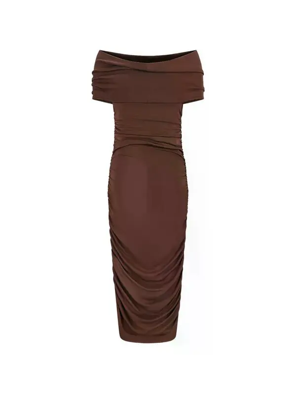 DES_PHEMMES Ruched Off-shoulder Midi Dress