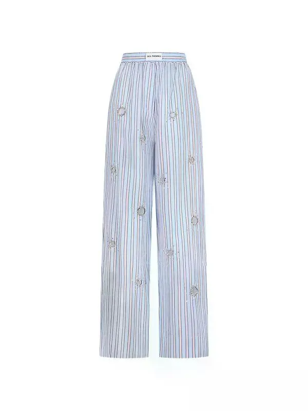 DES_PHEMMES Crystal-embellished Striped Trousers