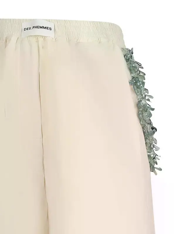 DES_PHEMMES Sequin-embellished Wide Leg Trousers - Neutrals