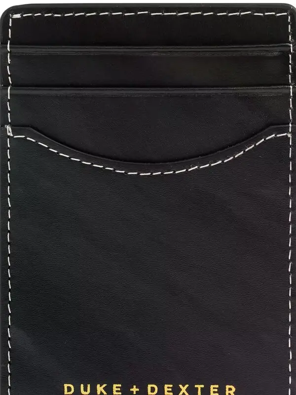 DUKE + DEXTER Dean Cherry-print Leather Cardholder - Black
