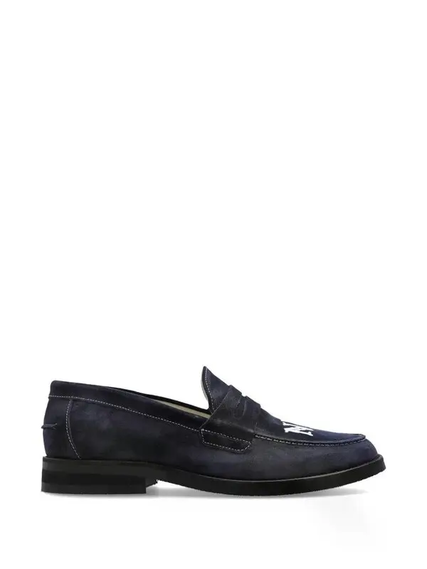 DUKE + DEXTER Wilde Ny-embroidered Suede Loafers - Blue