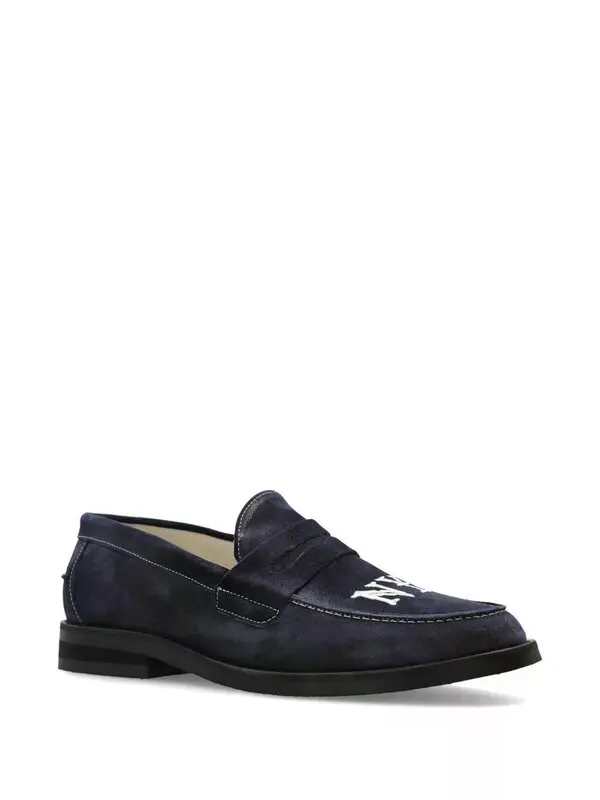 DUKE + DEXTER Wilde Ny-embroidered Suede Loafers - Blue