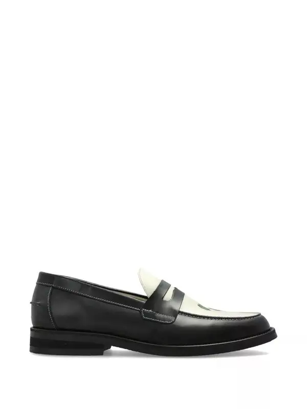 DUKE + DEXTER Wilde Clover-print Leather Loafers - Black