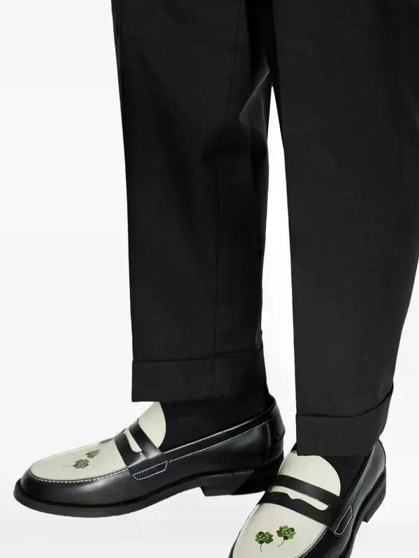 DUKE + DEXTER Wilde Clover-print Leather Loafers - Black