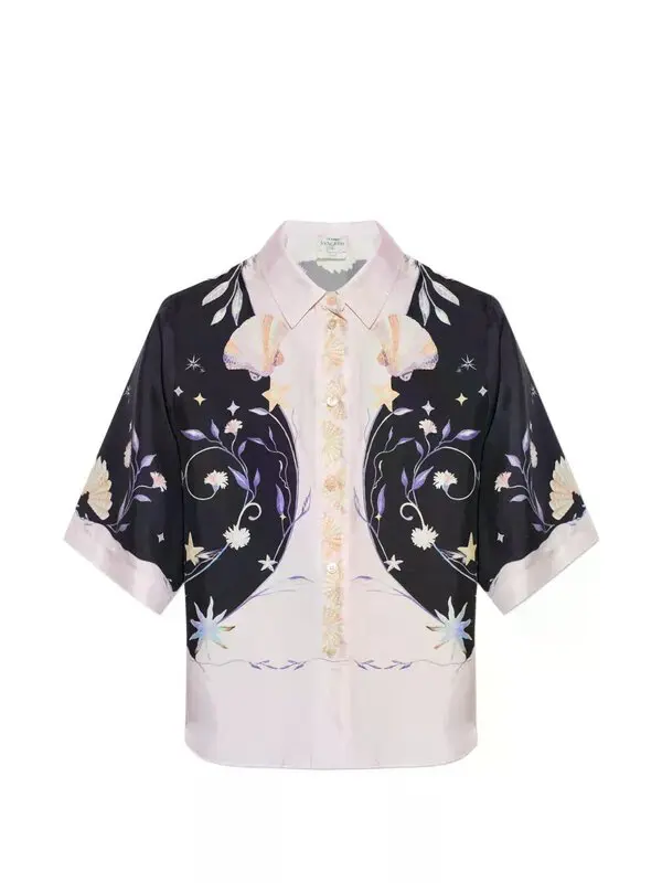 FORTE_FORTE Seashell-print Short-sleeve Shirt