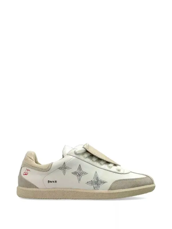 DUKE + DEXTER Plus Duke Star-print Crocodile-effect Sneakers - Neutrals