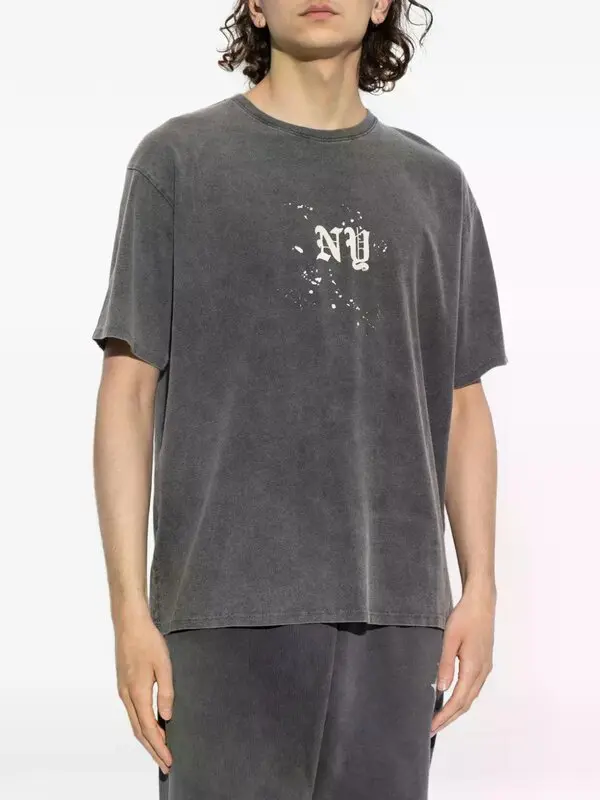 DUKE + DEXTER Acid-wash Graphic-print T-shirt