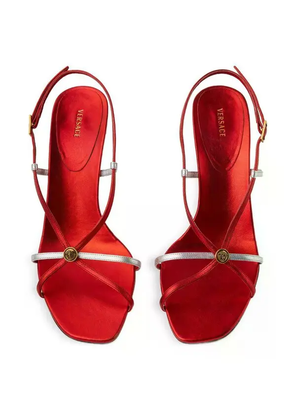 Versace Valentina Metallic Sandals 80 Mm - Red
