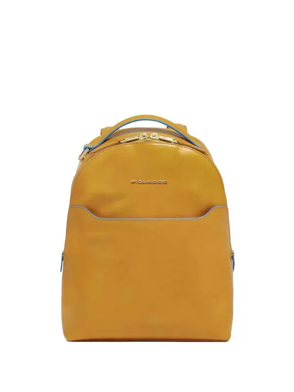 PIQUADRO Small Blue Square Leather Backpack - Yellow