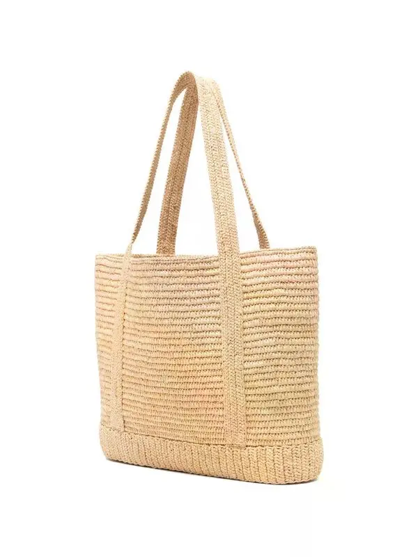 Maison Kitsuné Logo Lettering Raffia Tote Bag - Neutrals