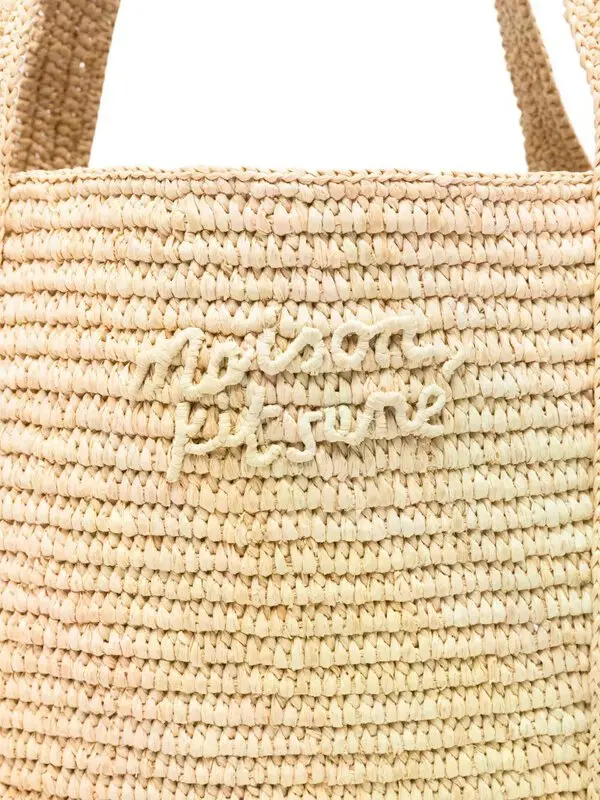Maison Kitsuné Logo Lettering Raffia Tote Bag - Neutrals