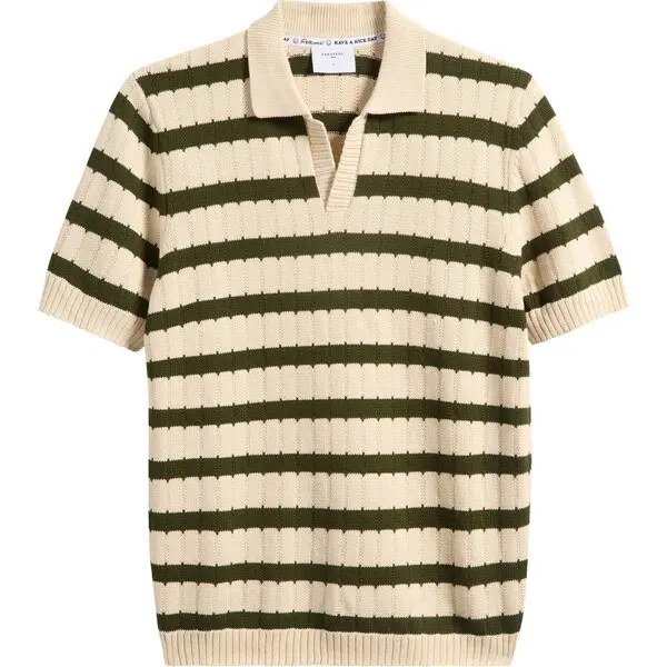 PERCIVAL Stine Stripe Polo Sweater - Cream
