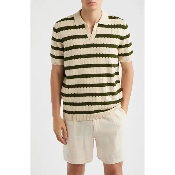 PERCIVAL Stine Stripe Polo Sweater - Cream