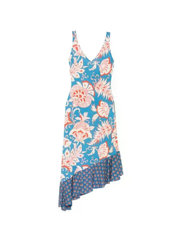 Etro Floral-print Ruffled Midi Dress - Blue