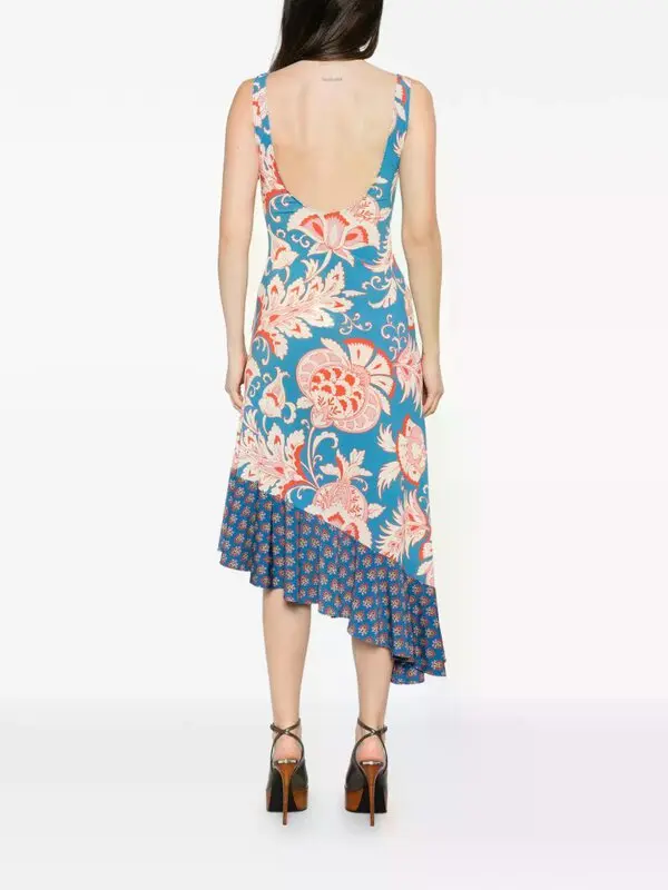 Etro Floral-print Ruffled Midi Dress - Blue