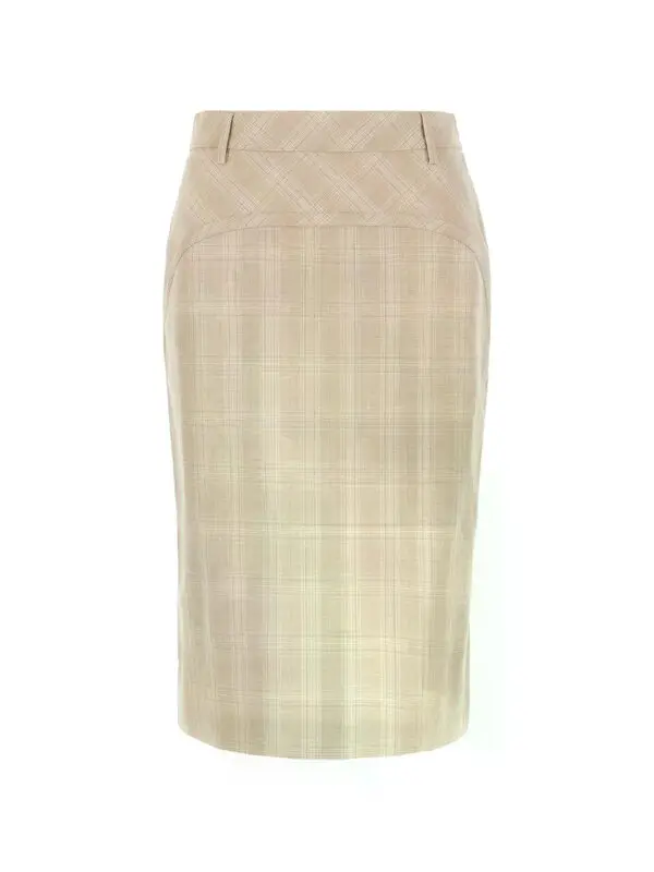 Iceberg Check Ruffled Midi Skirt - Neutrals