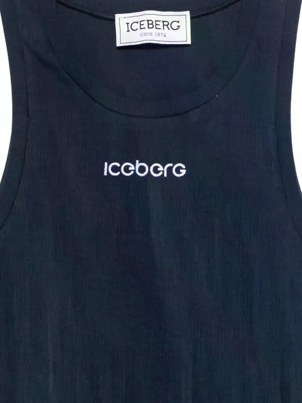 Iceberg Logo-embroidered Ribbed Top - Blue