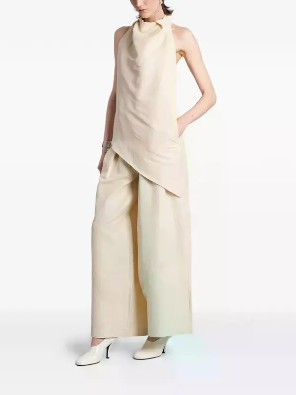BATAKOVIC Asymmetric Halter-neck Linen Top