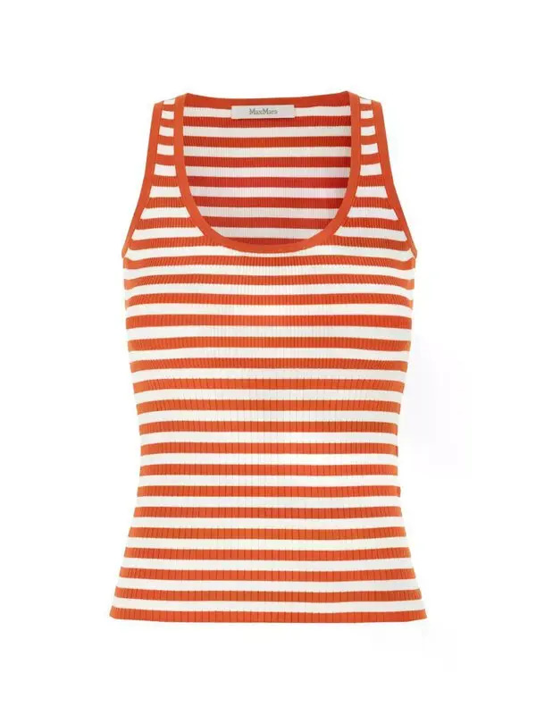 Max Mara Ghiro Striped Ribbed-knit Top - Orange