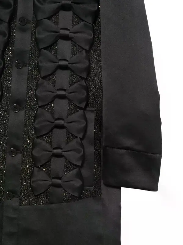 Noir Kei Ninomiya Sequin-embellished Bow-detail Coat