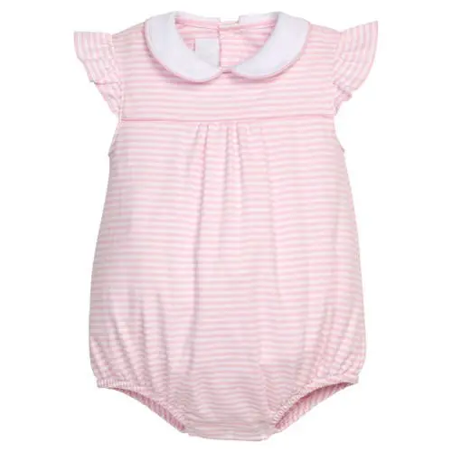 LITTLE ENGLISH Angel Sleeve Peter Pan Bubble - Light Pink Stripe