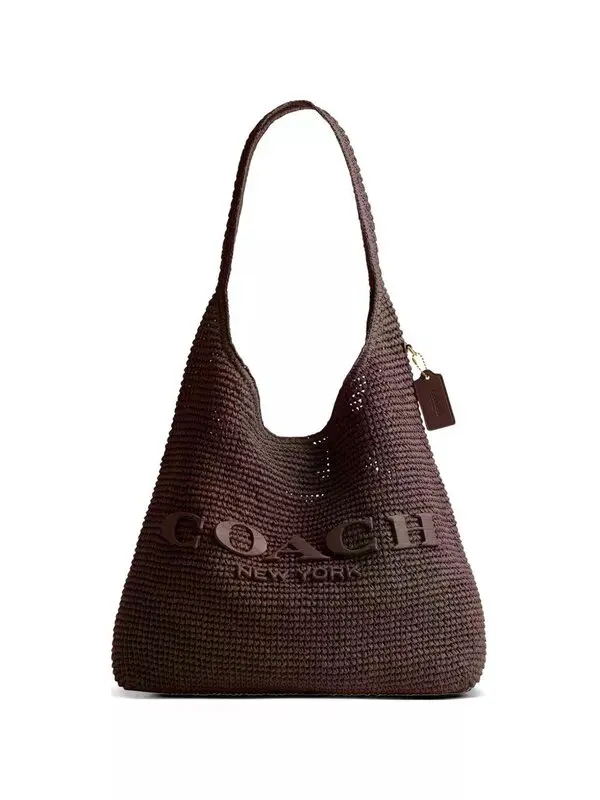 COACH Brooklyn Logo Woven Tote Bag - Brown