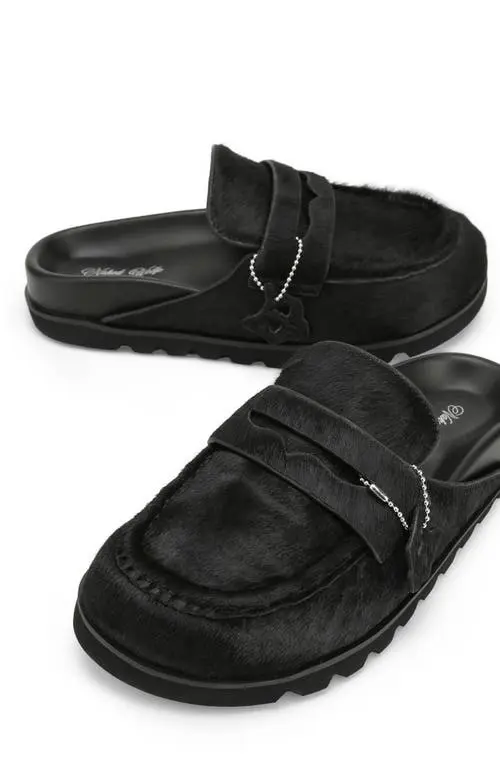 NAKED WOLFE Cordless Suede Mule - Black