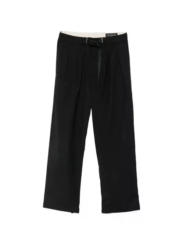 WHITE SAND Belted Pleated Trousers - Black