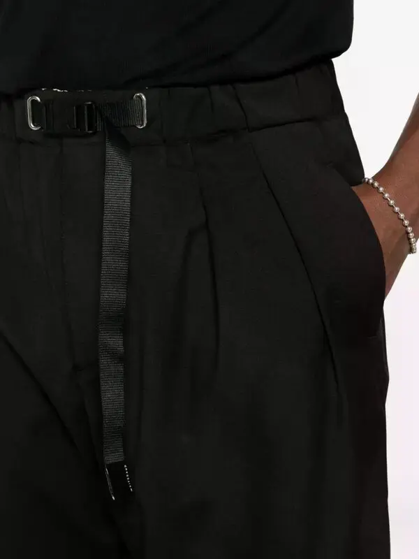 WHITE SAND Belted Pleated Trousers