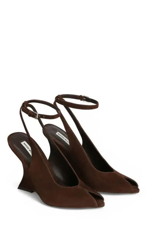 NAKED WOLFE Ronnie Wedge Slingbacks - Brown