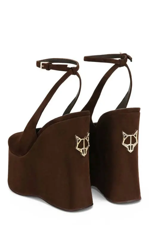 NAKED WOLFE Tansy Patent Wedge Sandals With Ankle Strap - Brown