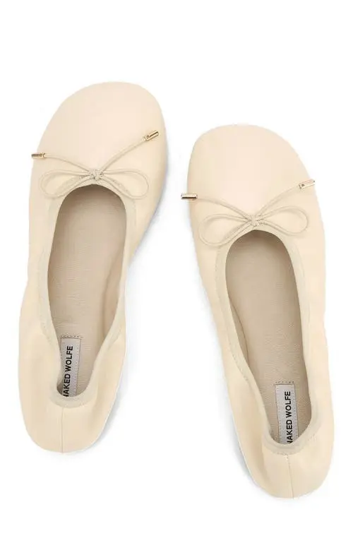 NAKED WOLFE Scrunch Ballerina Flats - Cream