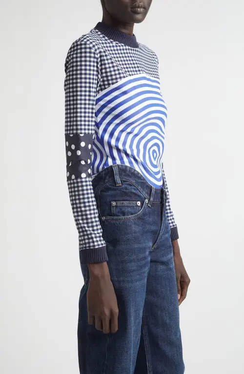 JEAN PAUL GAULTIER Vichy & Target Print Jersey Top