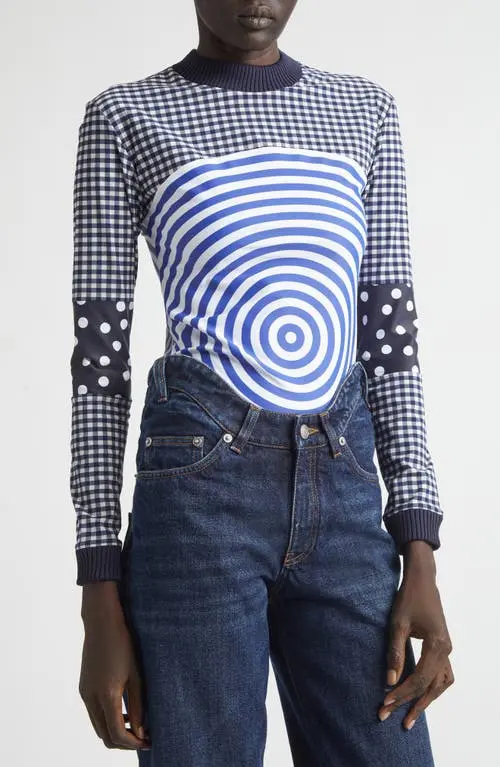 JEAN PAUL GAULTIER Vichy & Target Print Jersey Top