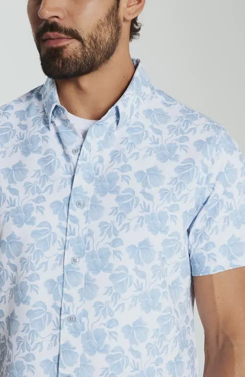 7 Diamonds Lucien Floral Short Sleeve Button-up Shirt - White