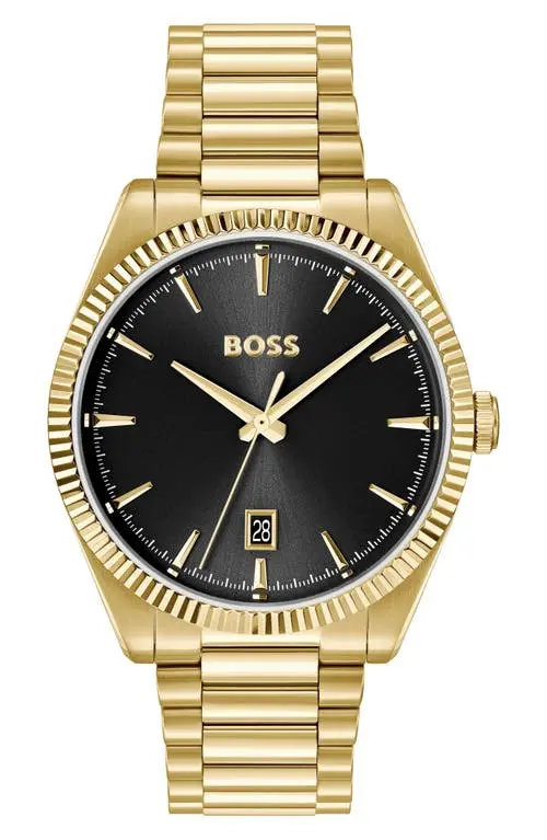 BOSS Goldtone Bracelet Watch - Black