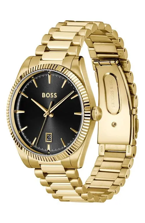 BOSS Goldtone Bracelet Watch - Black