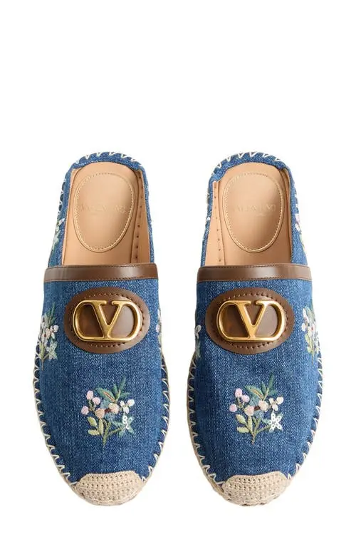 Valentino Garavani Vlogo Embroidered Espadrille Mule