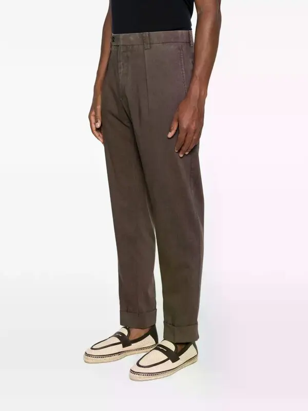 BERWICH Pleated Wool Trousers - Brown