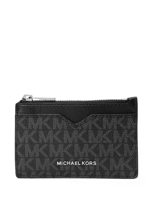 Michael Kors Monogram-pattern Notched Cardholder - Black